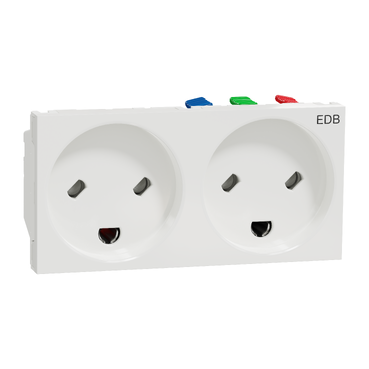 NU309918 - 2 Socket-outlet, New Unica, mechanism, 2P, 16A, Denmark ...