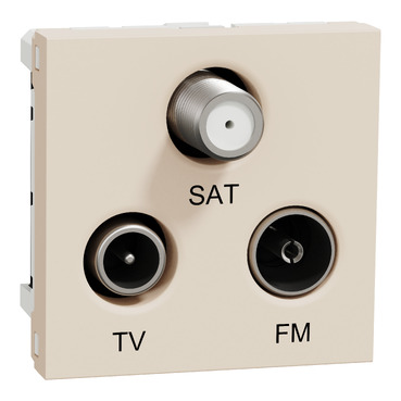 NU345044 - TV/FM/SAT socket, New Unica, 2 modules, male IEC 9.52mm ...