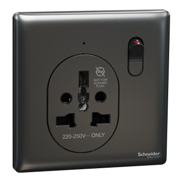 NUX15TSN_DG - Switched socket, Unica X, 16A, 250V, with LED, dark grey | Schneider Electric UAE