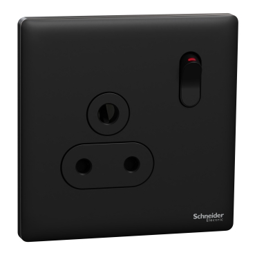 NUX15_5_JB - Switched socket, Unica X, 5A, 250V, 1 gang, 3 pin, jet black | Schneider Electric UAE