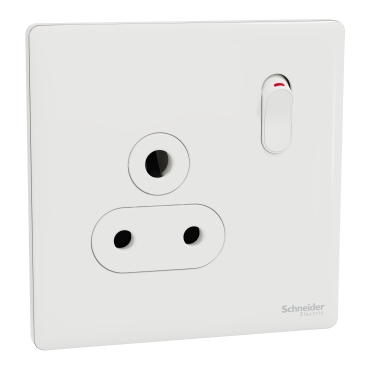 NUX15_5_PW - Switched socket, Unica X, 5A, 250V, 1 gang, 3 pin, painted white | Schneider ...