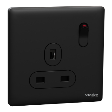 NUX15_JB - Switched socket, Unica X, 13A, 250V, 1 gang, jet black | Schneider Electric UAE