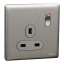 NUX15_SS - Switched socket, Unica X, 13A, 250V, 1 gang, stainless steel | Schneider Electric UAE