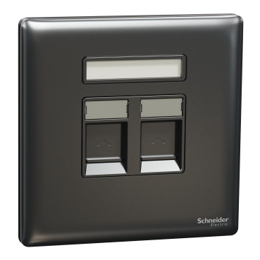 NUX32RJ6_DG - Data socket, Unica X, 2 gangs, RJ45, Cat6, shuttered ...