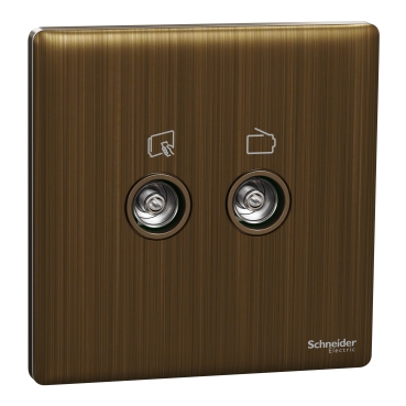 NUX32TVFMM_AB - TV/FM socket, Unica X, 2 gangs, with TV-R module, antique brass | Schneider ...