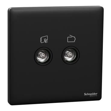 NUX32TVFMM_JB - TV/FM socket, Unica X, 2 gangs, with TV-R module, jet black | Schneider Electric ...