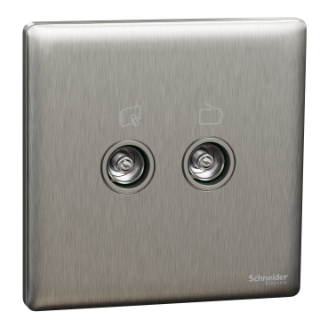 NUX32TVFMM_SS - TV/FM socket, Unica X, 2 gangs, with TV-R module, stainless steel | Schneider ...