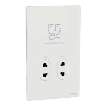 NUXT727V_PW - Shaver socket, Unica X, 115/230V, vertical, painted white ...