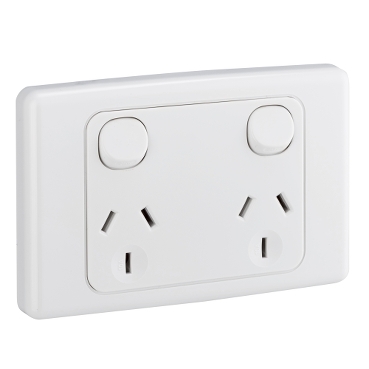 2025D-WE - Socket Outlets Double Switch Horizontal, 250V, 10A, Double ...