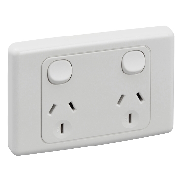 2025DS-WE - Twin Switch Socket Outlet, 2000 Series, 250V, 10A, 2 Pole ...