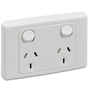 2025S-WE - Twin Switch Socket Outlet, 2000 Series, 250V, 10A, Safety ...