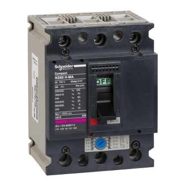 28105 - Circuit breaker, Compact NS80H, MA trip unit, 2.5A, 3P 3d ...