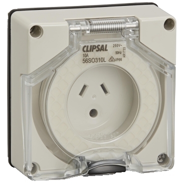 56SO310LLE-GY - Clipsal - 56 Series, Socket Outlet Surface 3 PIN 10A LT ...