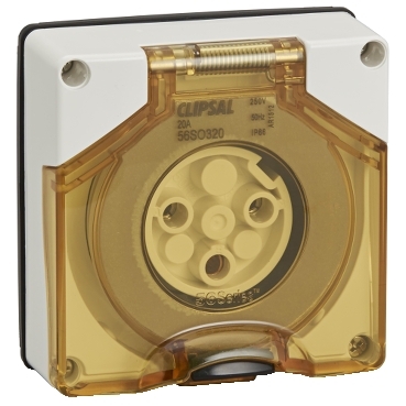 56SO320LE-RW - Socket Outlet, Clipsal - 56 Series, Surface 3 Pole Round ...