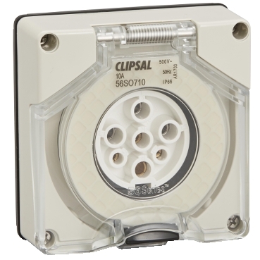 56SO710LE-GY - Socket Outlet, Clipsal - 56 Series, Surface 7 PIN Round ...
