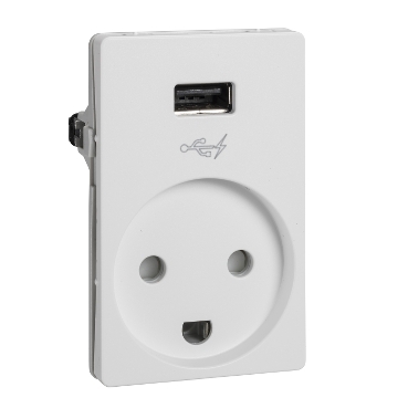 AAK506D6711 - FUGA stikkontakt 2pol med jord med 5V USB lader 1½ modul ...