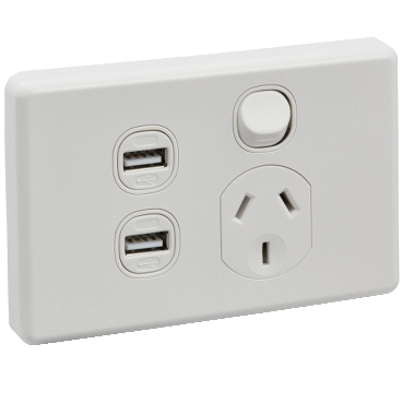 C2015USB2C-WE - Socket Outlet, Classic C2000 Series, Single switched ...