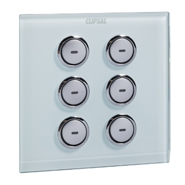 E5086NLGF - C-Bus Saturn E-series - wall switch - 6 switch - glass ...