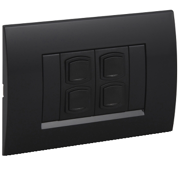 M8084HPBL-BK - Switch, Modena/Strato, Push-Button, 4 Gang, 250V AC 16AX ...