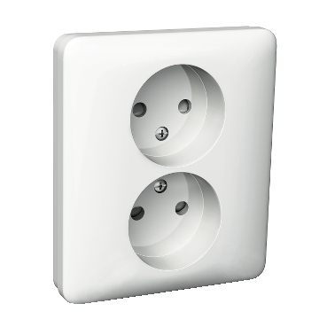 WDE002295 - Dobbel stikkontakt innfelt for standard enkel veggboks ...