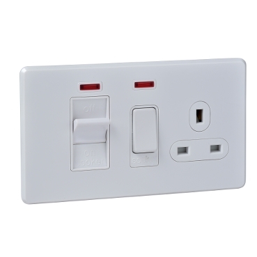 GU4401WWH - Cooker control unit, Ultimate Screwless Flat plate, 45A, 2 ...