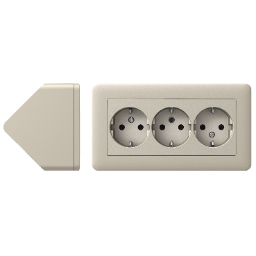 WDE008690 - Hörnbox med 3-vägsuttag, Exxact, Primo, jordat ...