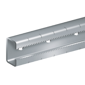 NSYSCR200 - Serrated C-shaped rail for heavy loads. zinc-coated steel ...