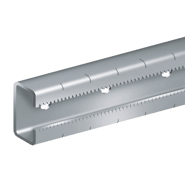 NSYSCR200 - Serrated C-shaped rail for heavy loads. zinc-coated steel ...