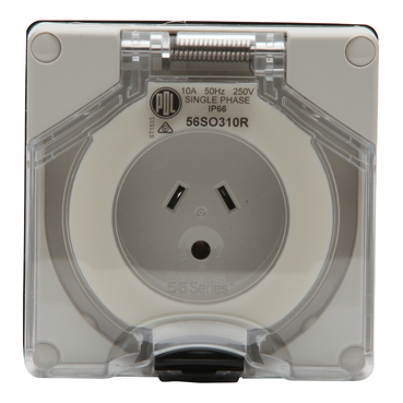 PDL56SO310RLEGY - Socket, 56 Series, 10A 250V 1-Phase 2-Flat Pin Round ...