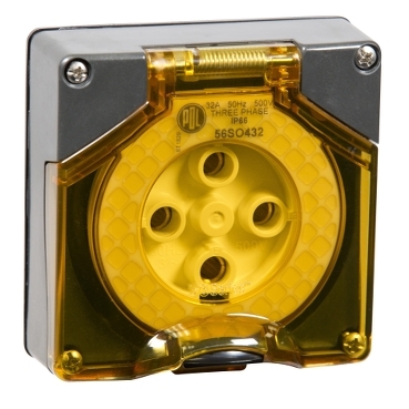 PDL56SO432LECG - Socket, 56 Series, 32A 500V 3-Phase 4-Round Pin IP66 ...
