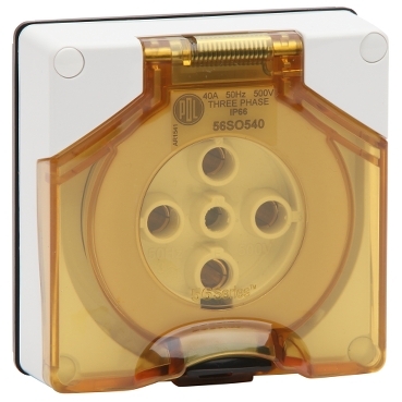 PDL56SO540LERW - Socket, 56 Series, 40A 500V 3-Phase 5-Round Pin IP66 ...