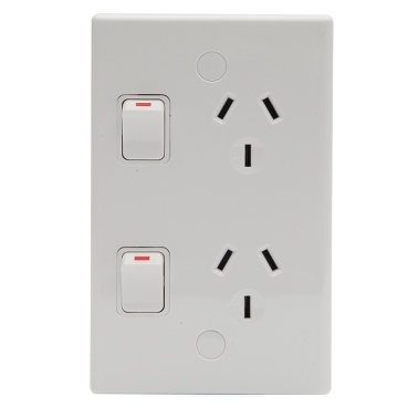 PDL592FWH - 500 Series, Double Switched Socket Outlet, 10A, 230/240VAC ...