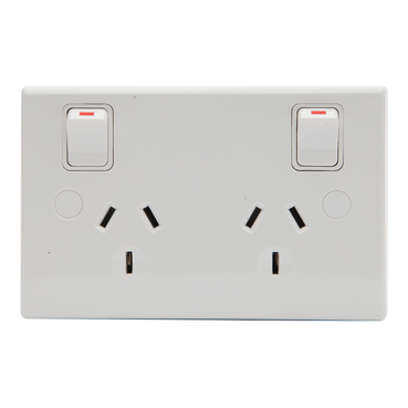 PDL595FWH - Double Switched Socket Outlet, 500 Series, 10A, 230/240VAC ...