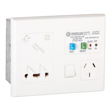PDL675HRCD30WH - RCD Protected Shaver Socket, 600 Series, 10A, 30mA ...