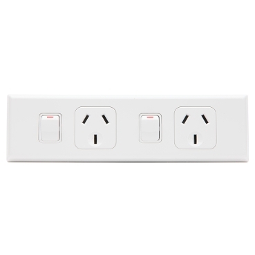 PDL699TBWH - Double Switched Socket, 600 Series, Worktop, Twin Base ...