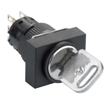 XB6EDG221P - rectangular black key selector switch 16mm-projecting keylock 2 positions-1CO ...