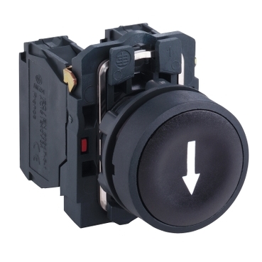 XB5AA3353 - black flush complete pushbutton Ø22 spring return 1NO "down ...