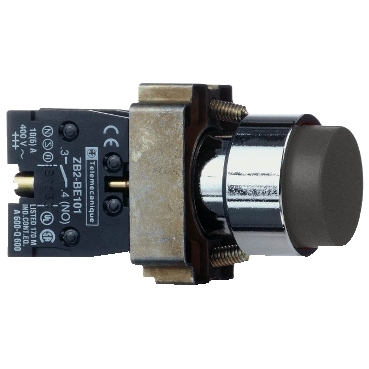 XB2BL21 - black pushbutton Ø 22 - projecting spring return - 1NO ...