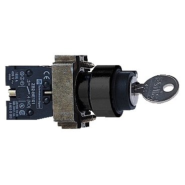 XB2BG217 - black selector switch Ø 22 keylock 2 positions - 1NO ...