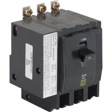 QOB340VH1021 - Mini circuit breaker, QO, 40A, 3 pole, 120/240VAC, 22kA ...