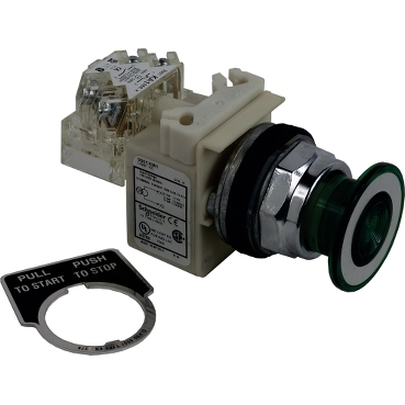 9001KR9P1GH13 - Illuminated push button, Harmony 9001K, metal, mushroom ...