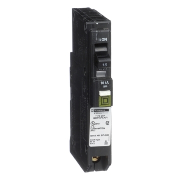 QO115PCAFIC - Mini circuit breaker, QO, 15A, 1 pole, 120VAC, 10kA, plug ...