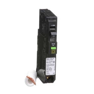QO120AFI - Mini circuit breaker, QO, 20A, 1 pole, 120VAC, 10kA, plug in ...