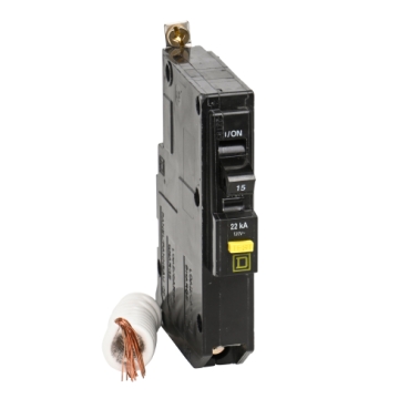 QOB115VHGFI - Mini circuit breaker, QO, 15A, 1 pole, 120VAC, 22kA, bolt ...