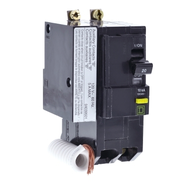 QOB220GFI1201 - Mini circuit breaker, QO, 20A, 2 pole, 120/240VAC, 10kA ...