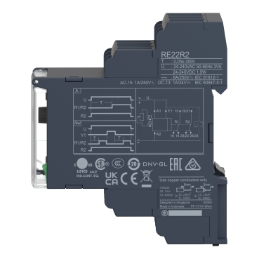 RE22R2AMR - On-delay Timing Relay - 0.05s…300h - 24…240V AC/DC - 2C/O ...