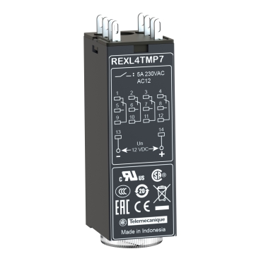 REXL4TMP7 - on-delay timing relay - 0.1 s..100 h - 230 V AC - 4 OC ...