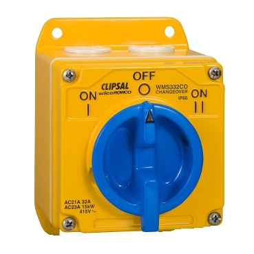 WMS332CO - Changeover Switch, Metal Clad, 3 Pole, 32A, 415V, Made of ...