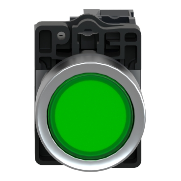 XA2EW33B1 - Complete illuminated push button, Easy Harmony XA2, plastic, flush, green, 22mm ...