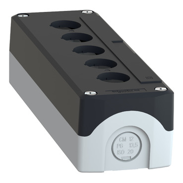 XALD05 - dark grey empty enclosure lid with light grey base - 5 cut ...